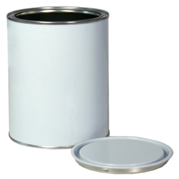 1L Lever Lid Tin - White Plain with Secure Lid
