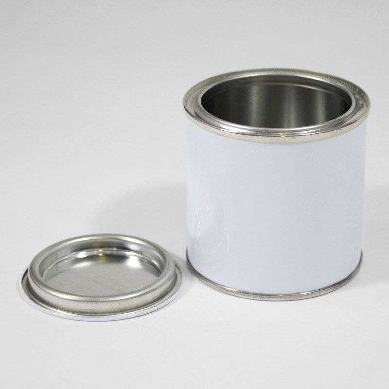 250ml Lever Lid Tin - White Plain with Secure Seal