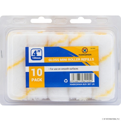 10pk 100mm Emulsion Roller Refills for Smooth Finish