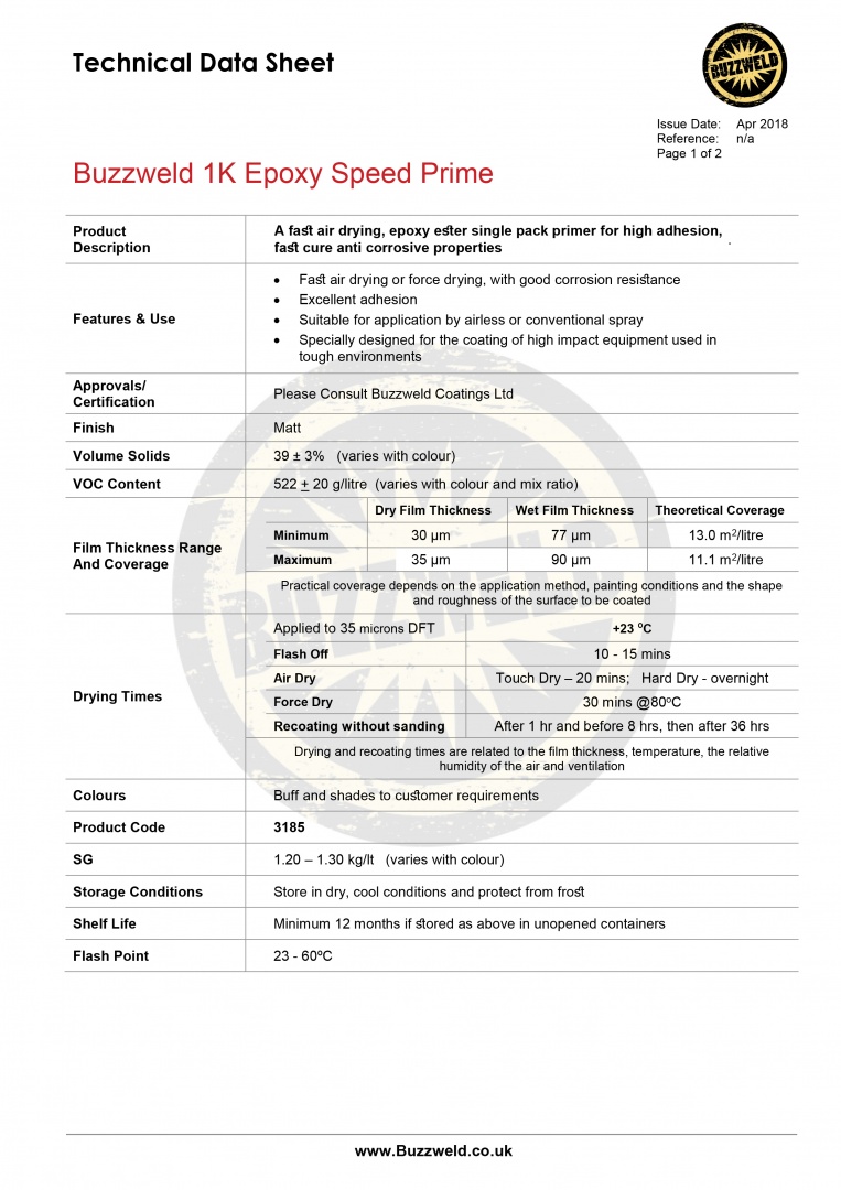 1K Epoxy Primer Speed Prime | Buzzweld