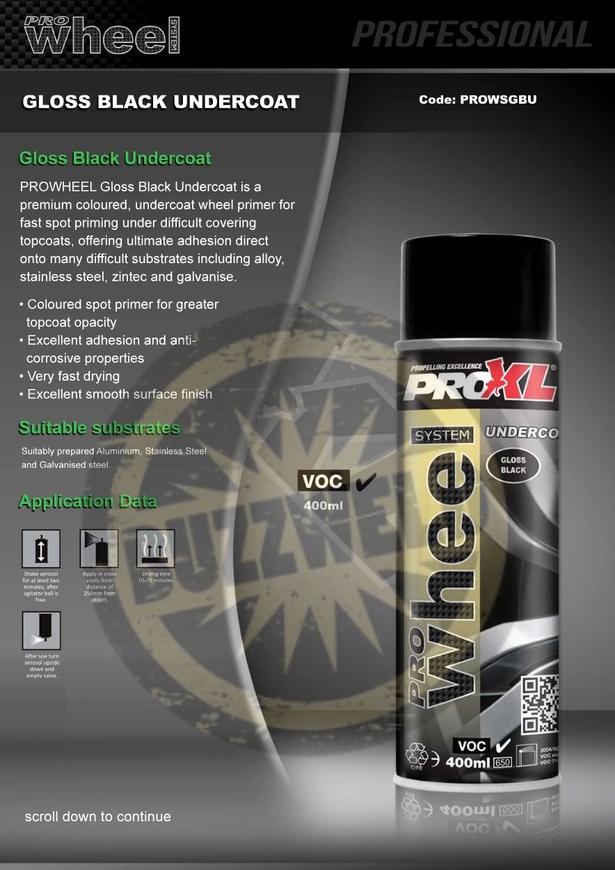 PROWHEEL - GLOSS BLACK PRIMER AEROSOL (400ML) x6